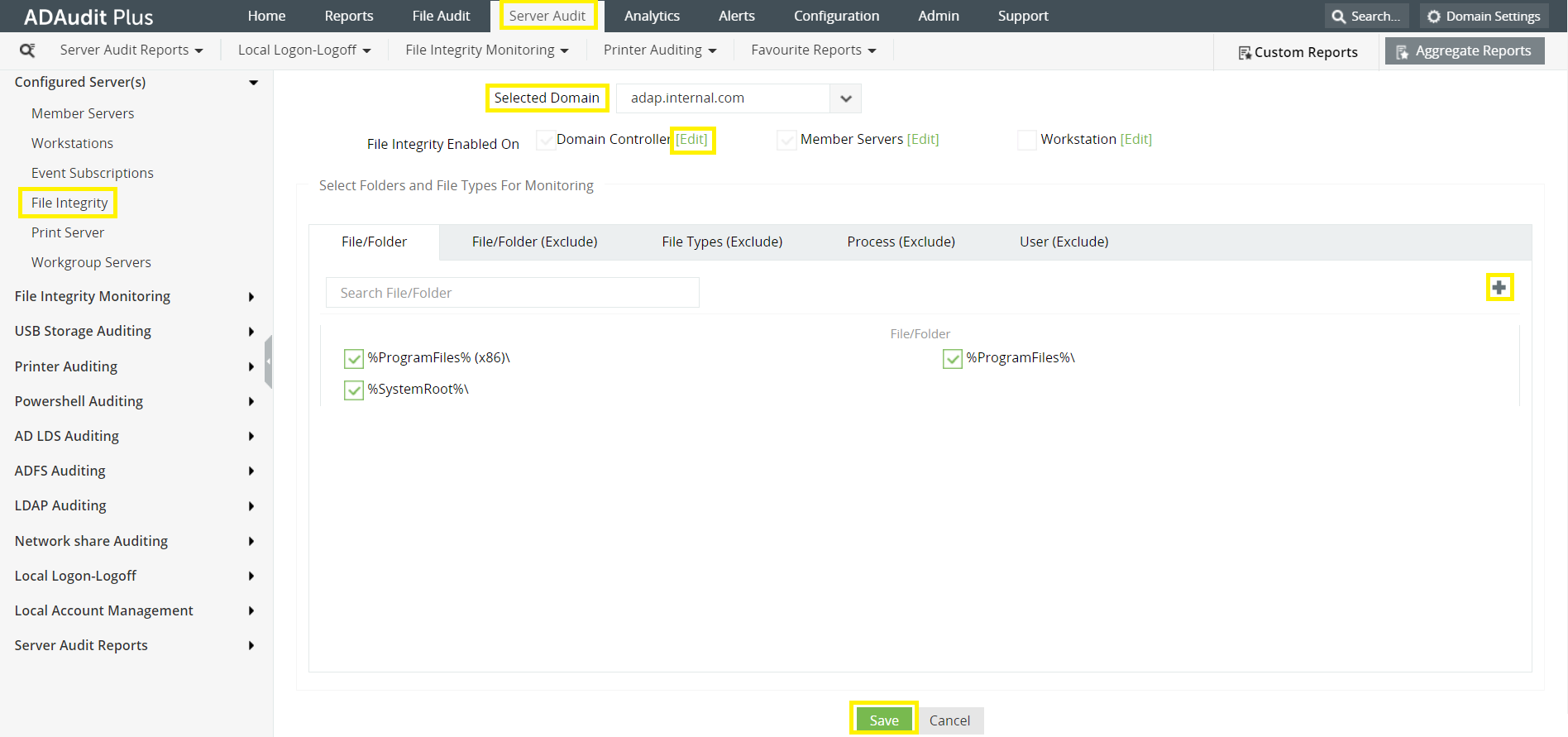 Configure FIM | FIM guide | ADAudit Plus