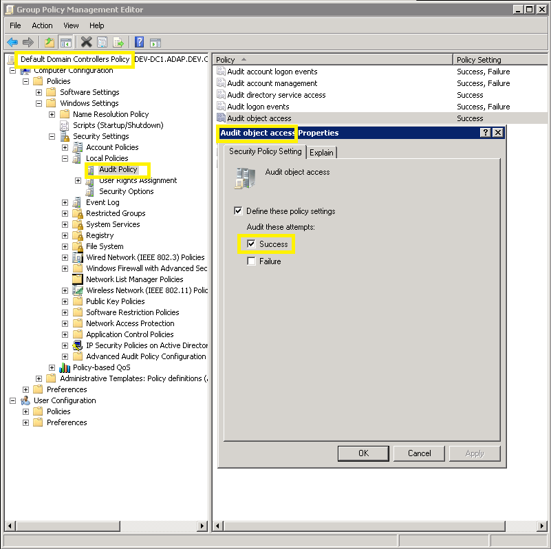 Manual config of audit policy | FIM guide | ADAudit Plus