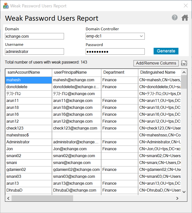 Active Directory weak password auditing | ManageEngine ADSelfService Plus