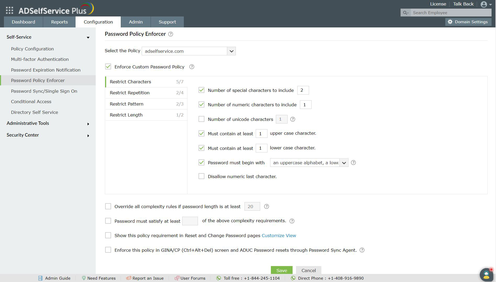 Password security and compliance - ADSelfService Plus