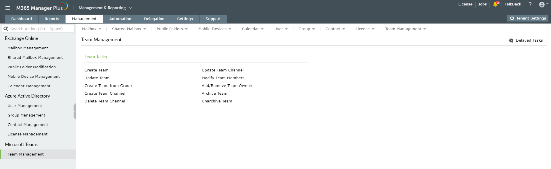 Manage teams with the Microsoft Teams admin center using M365 Manager Plus