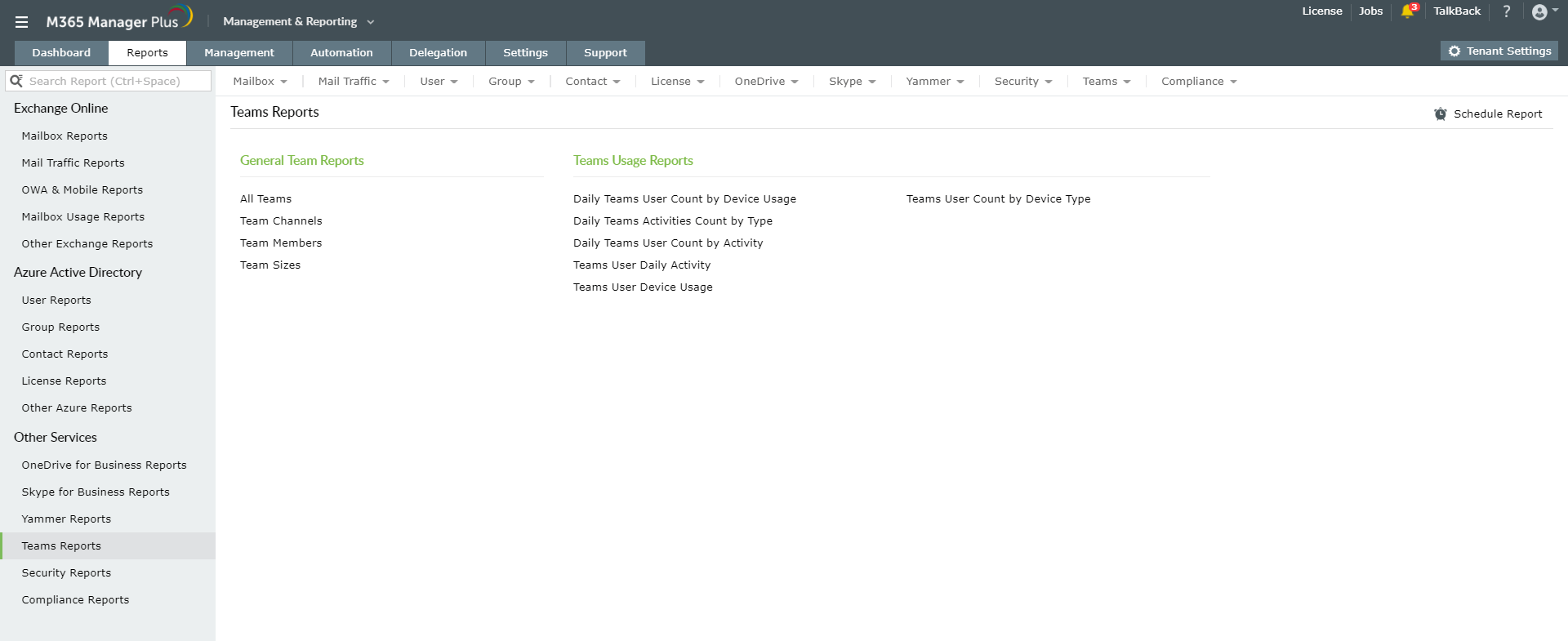Manage teams with the Microsoft Teams admin center using M365 Manager Plus
