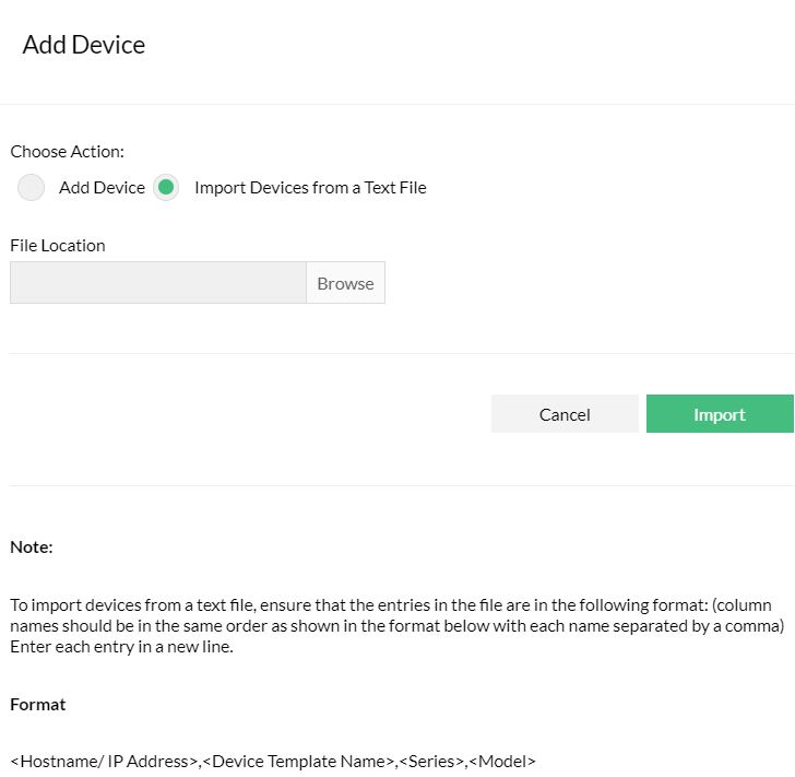 添加设备 配置管理 Network Configuration Manager Help
