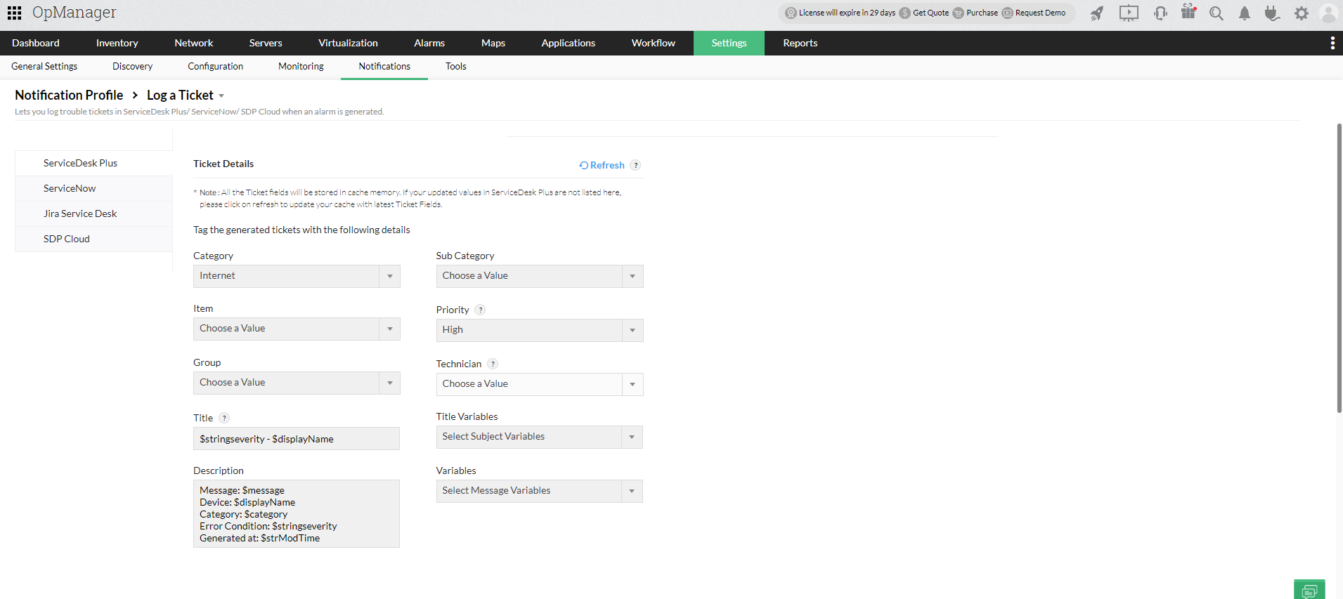 Integrate OpManager with ServiceDesk Plus MSP Integrate OpManager with ServiceDesk Plus MSP