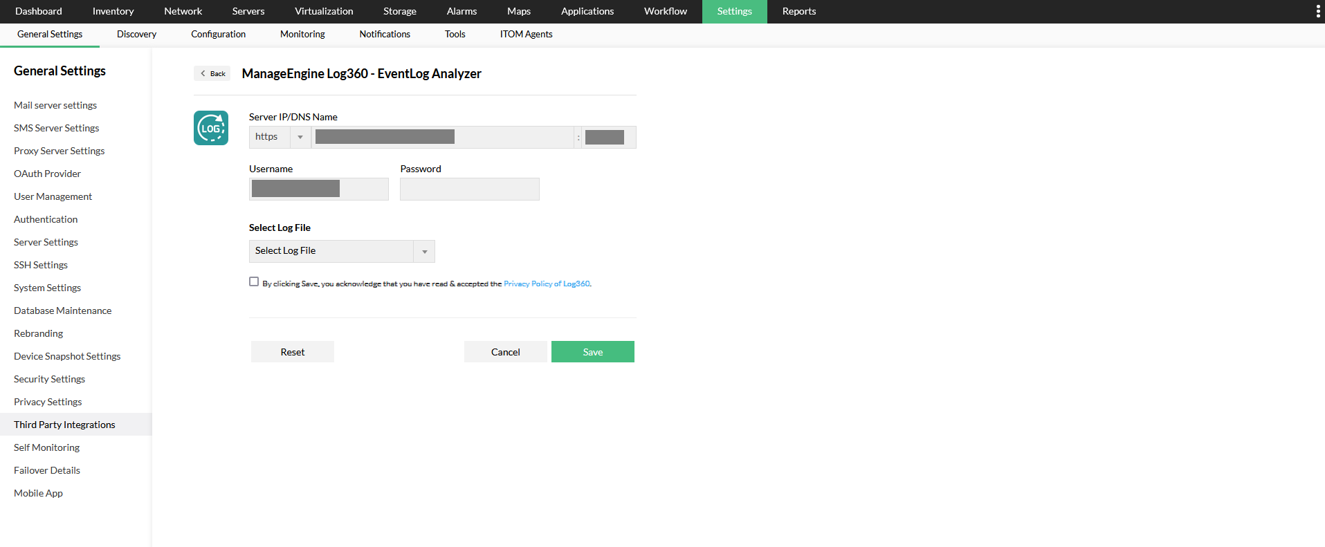 Integrating with Log 360 EventLog Analyzer | OpManager Help