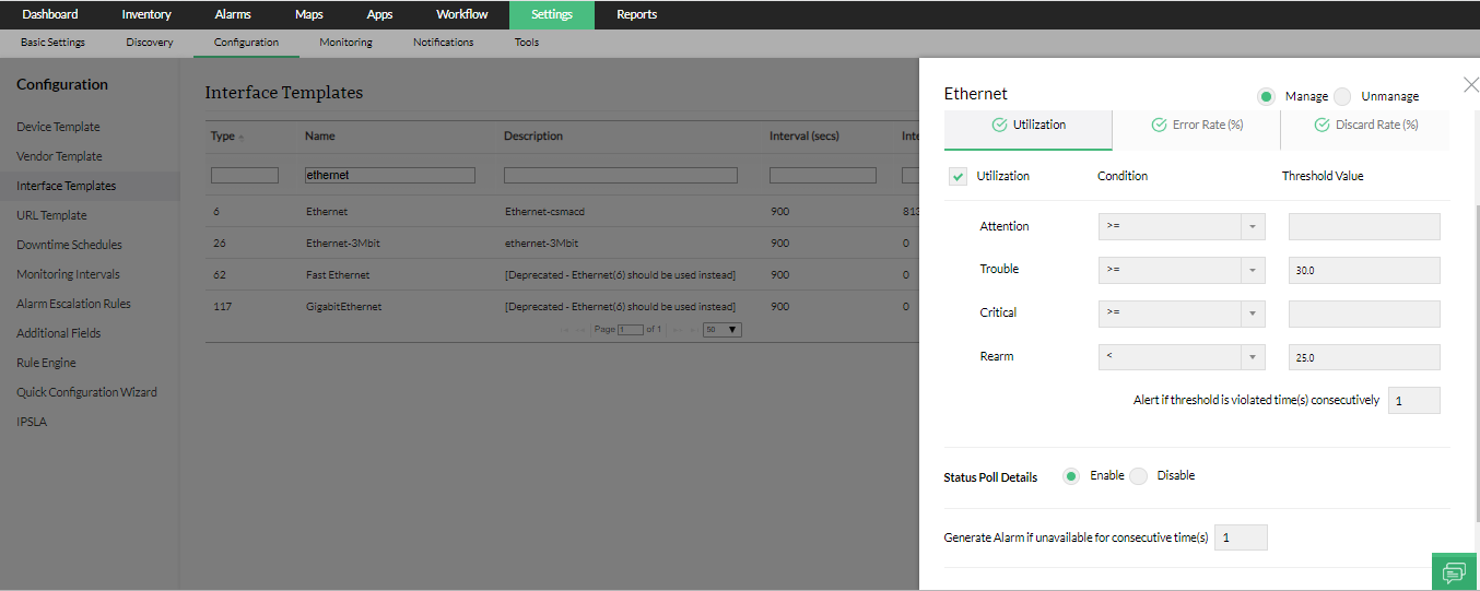 Interface Templates | OpManager Help Interface Templates | OpManager Help