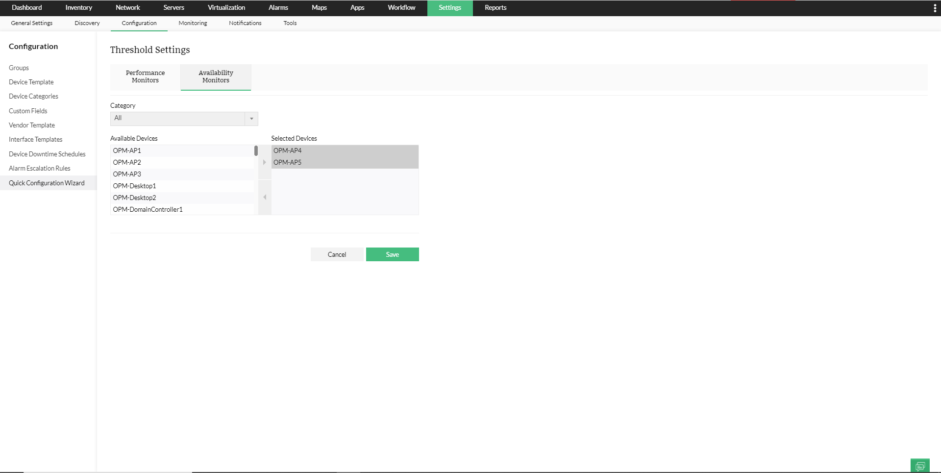 Quick Configuration Wizard Manageengine Opmanager