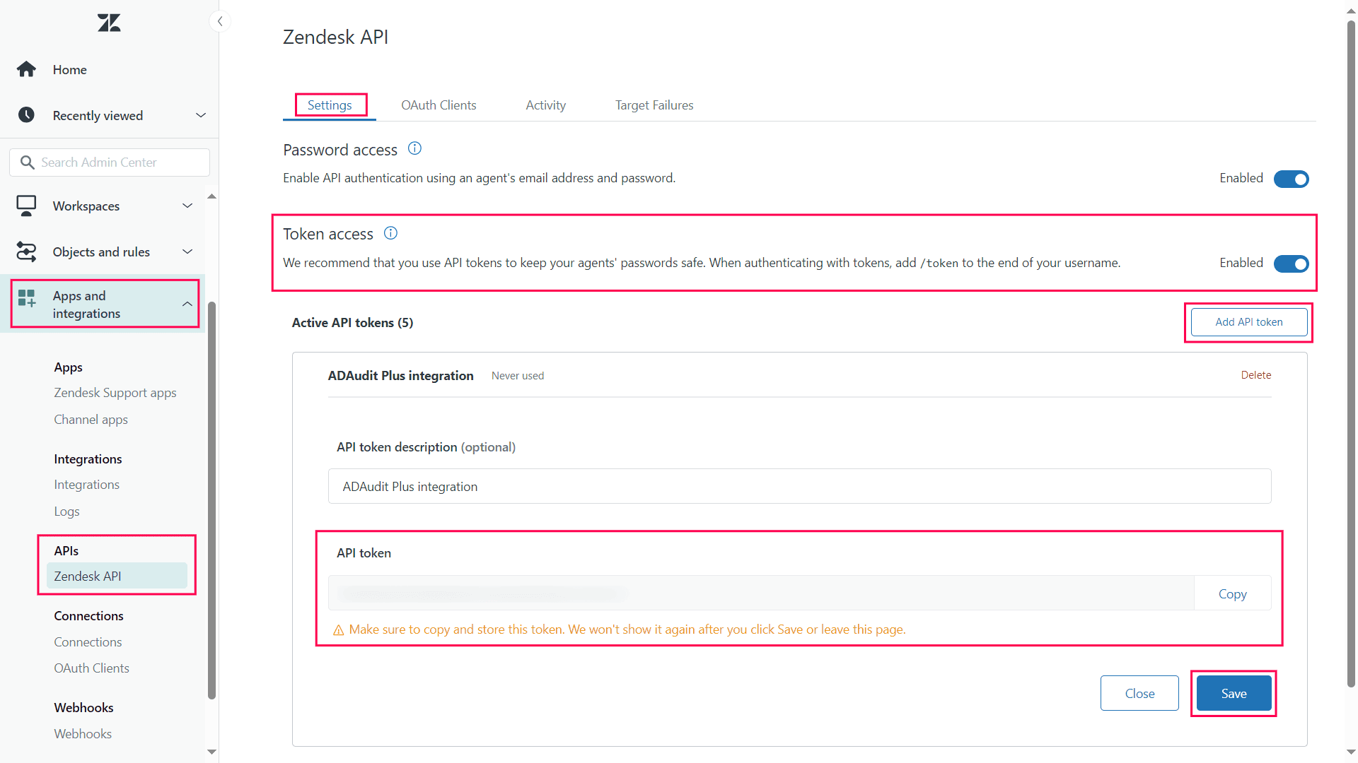 Zendesk | 工单系统集成 | ADAudit Plus