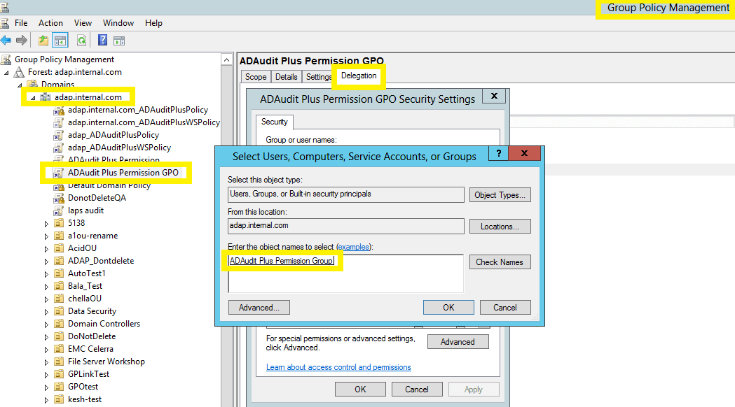 New user, group, and GPO creation | Service account | ADAudit Plus