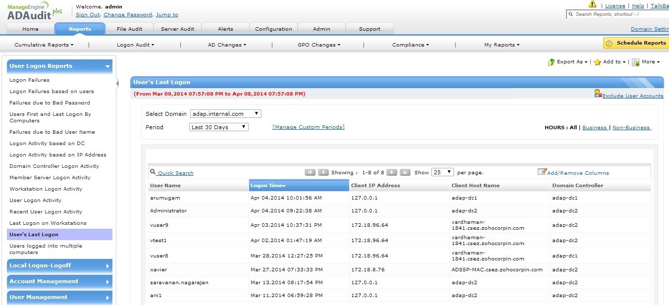 实时active Directory变更审计与报表解决方案 Windows Active Directory审计 Adaudit Plus