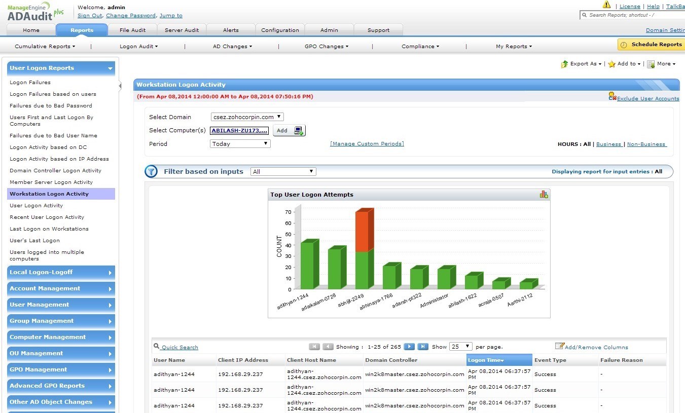 实时active Directory变更审计与报表解决方案 Windows Active Directory审计 Adaudit Plus