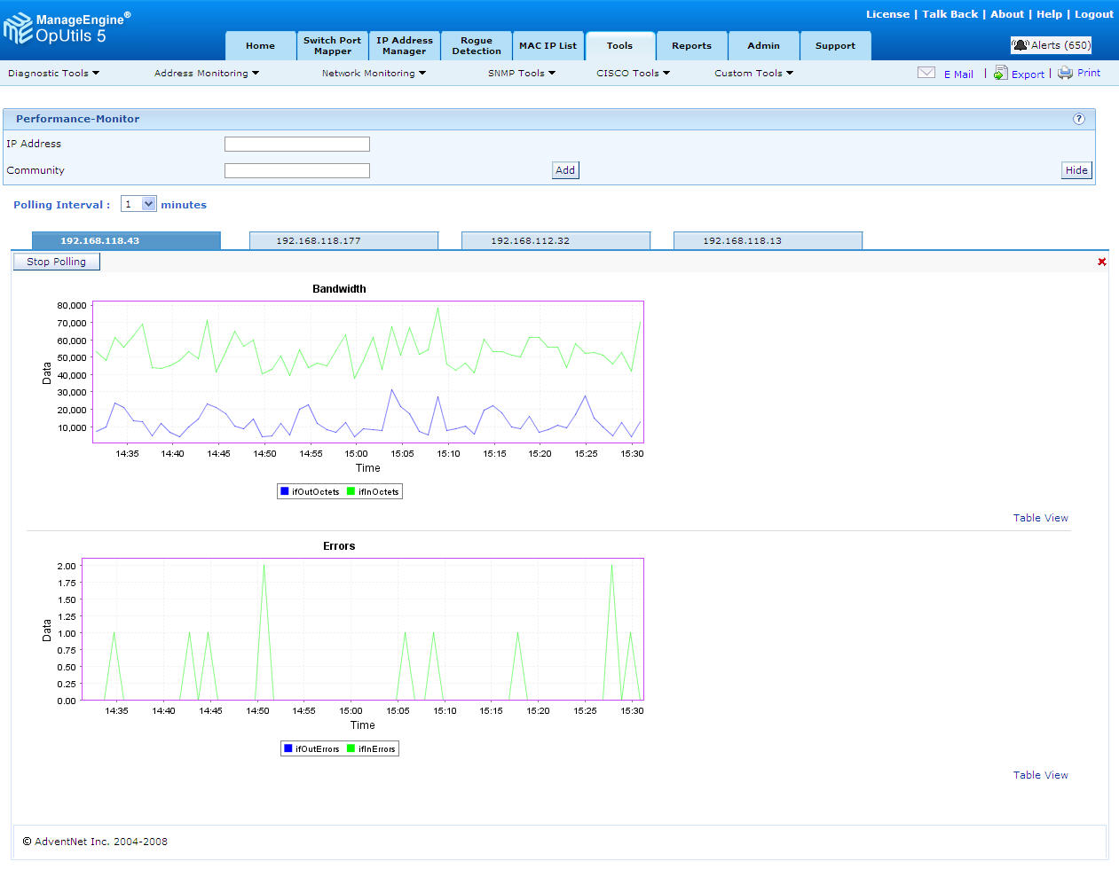 自定义SNMP仪表板, 监控用户MIB节点,ManageEngine OpUtils