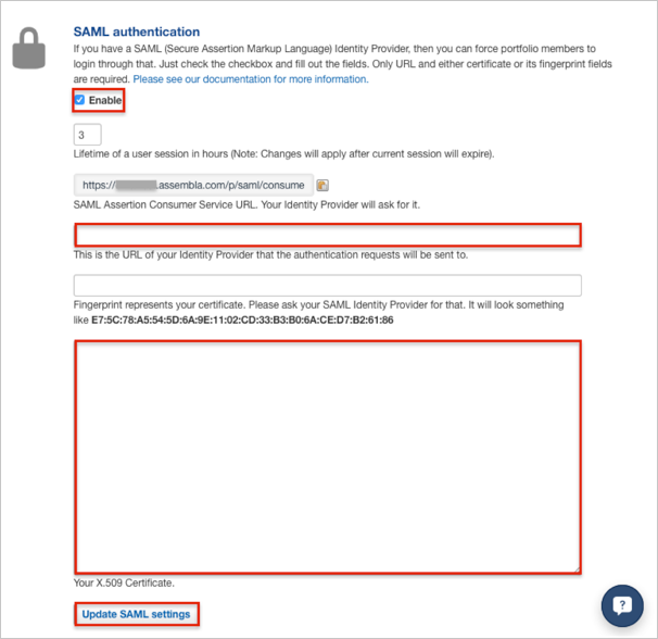 配置 SAML SSO以用于Assembla